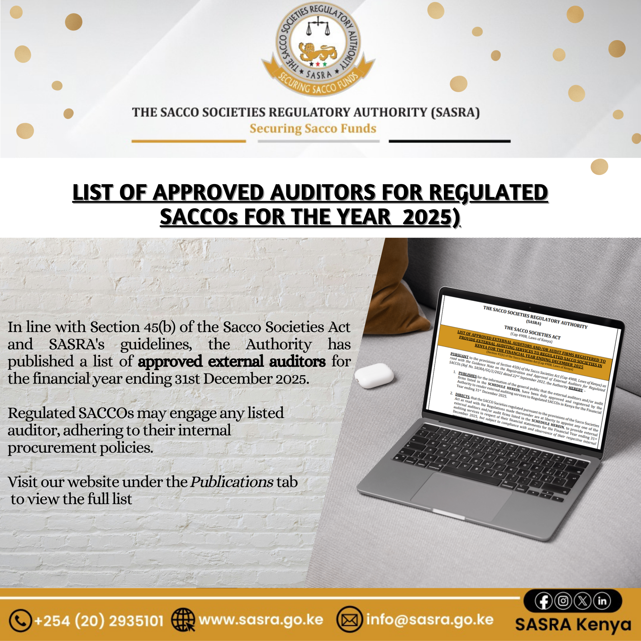 THE APPROVED AND REGISTERED AUDITORS LIST FOR THE YEAR 2025 – SACCO ...