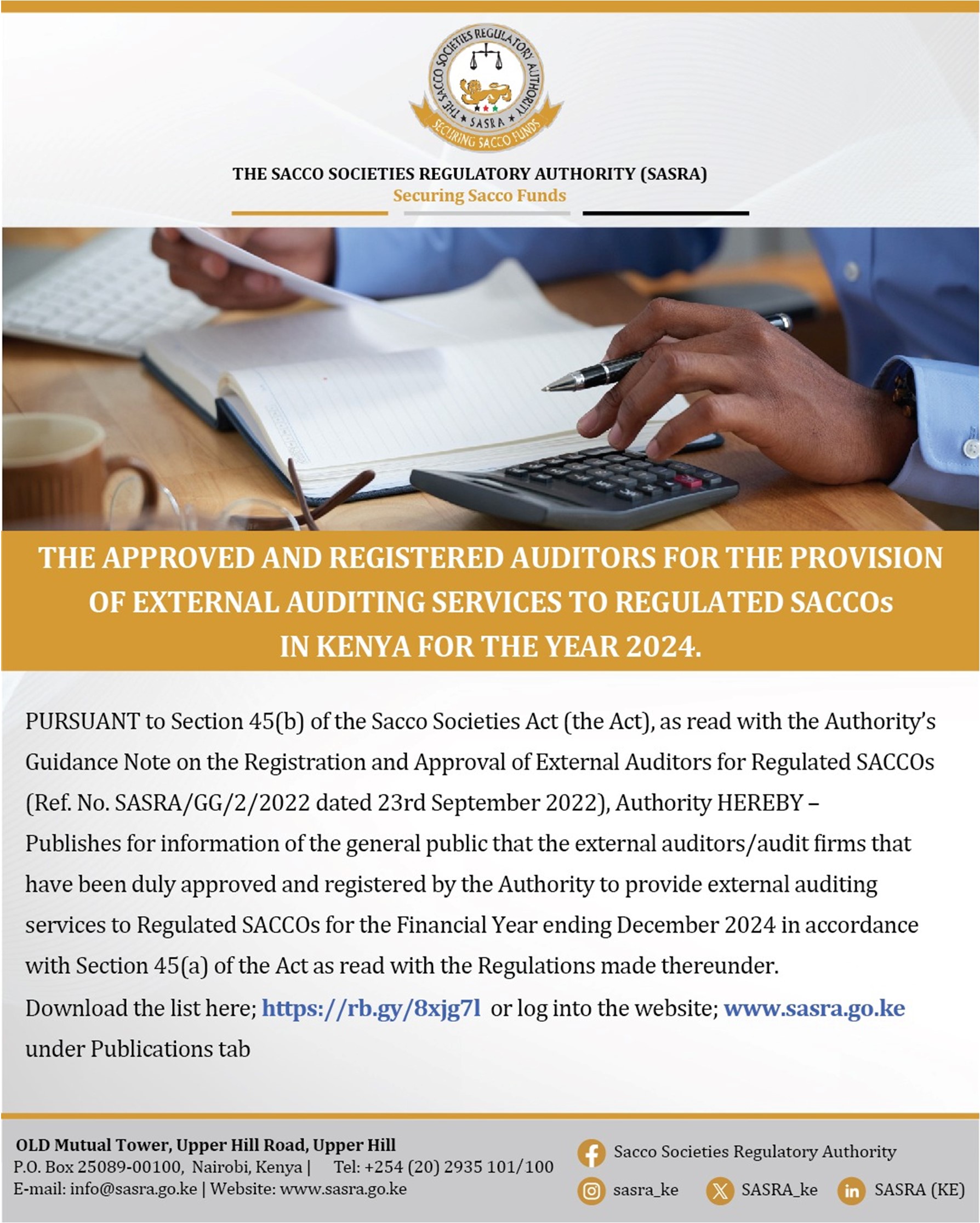 SACCO SOCIETIES REGULATORY AUTHORITY (SASRA)